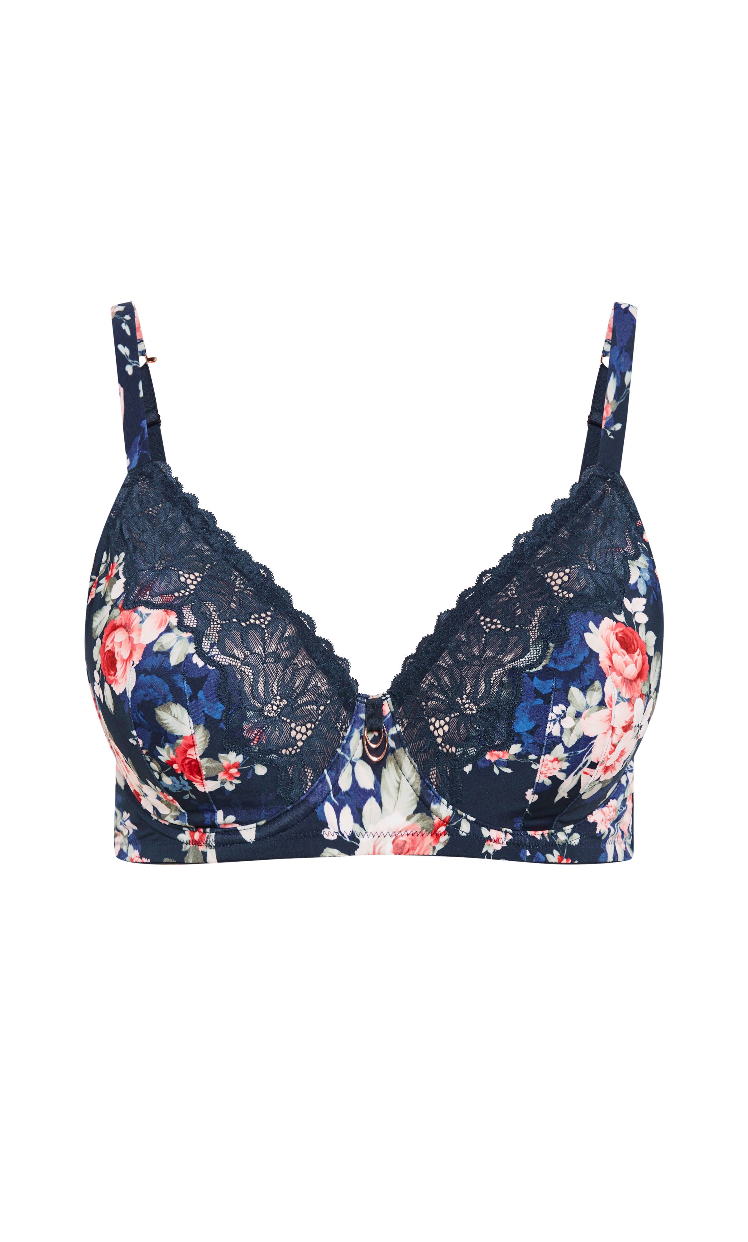 Florence Contour Print Bra - navy floral | Avenue