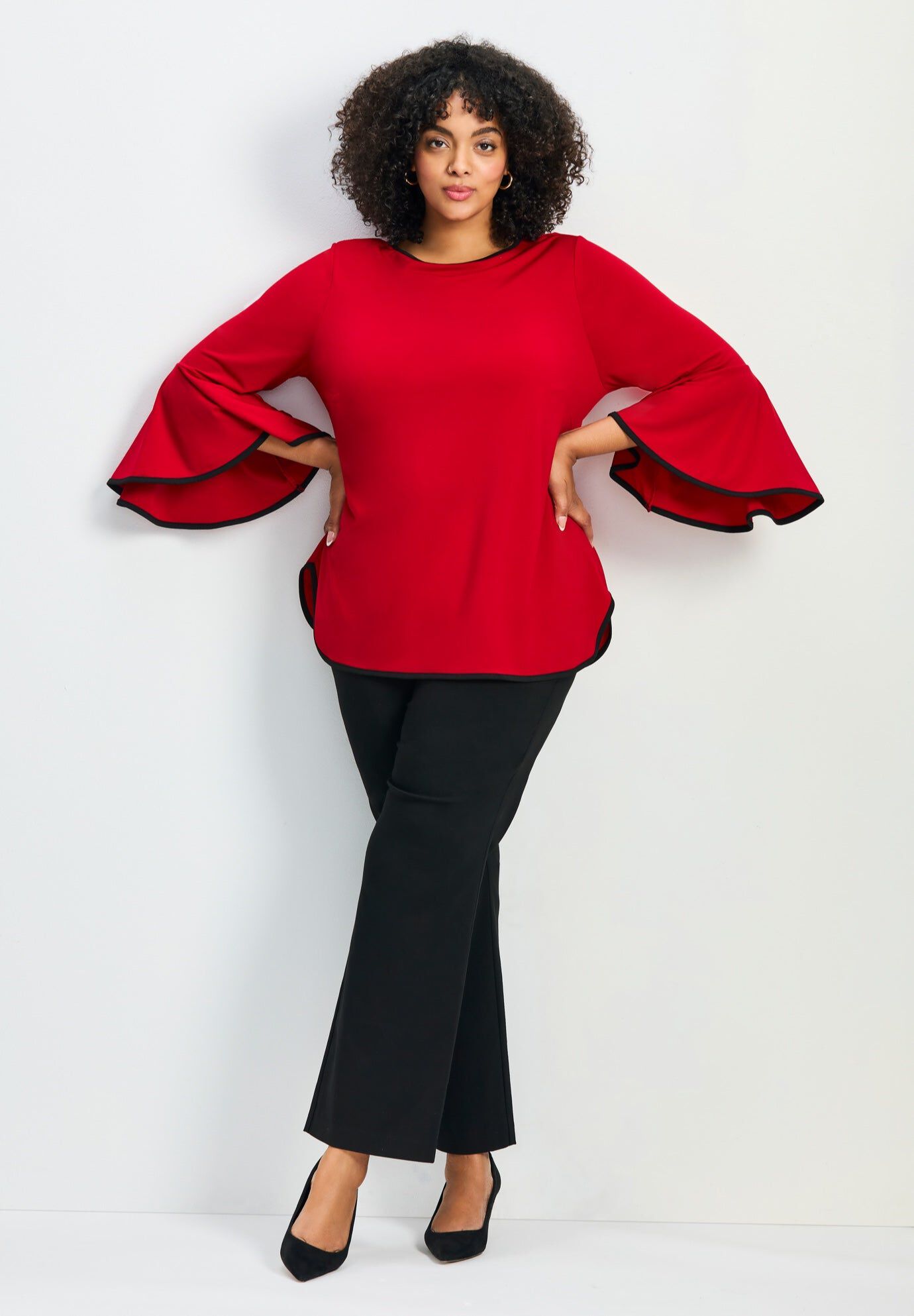 Ivana Contrast Bell Sleeve Top | Avenue