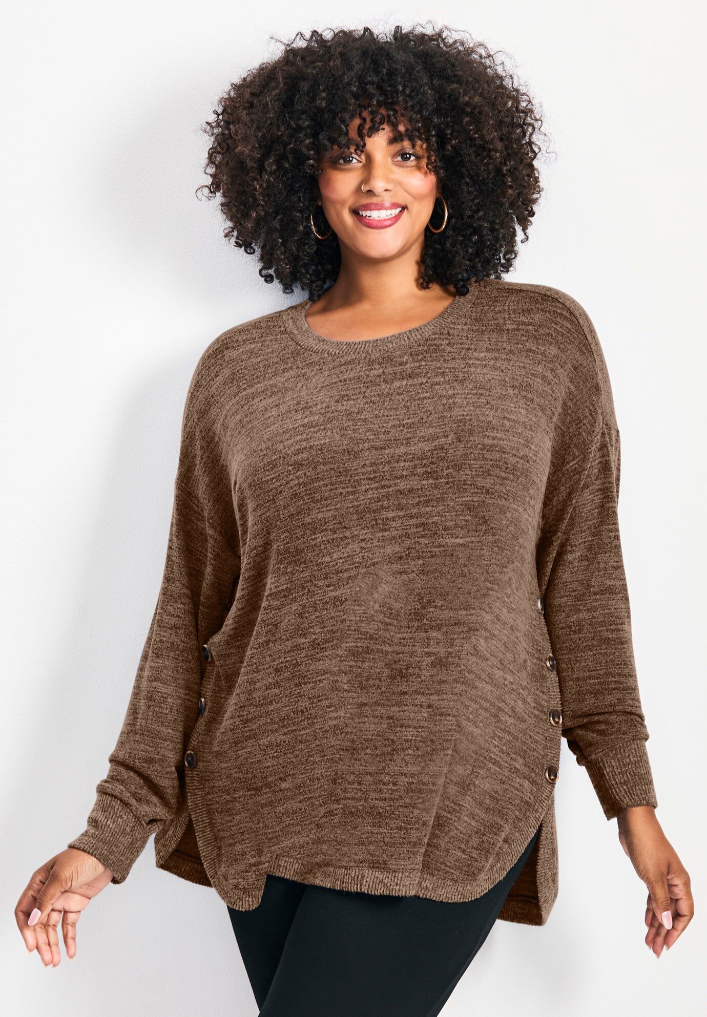 Bec Button Detail Hacci Top | Avenue