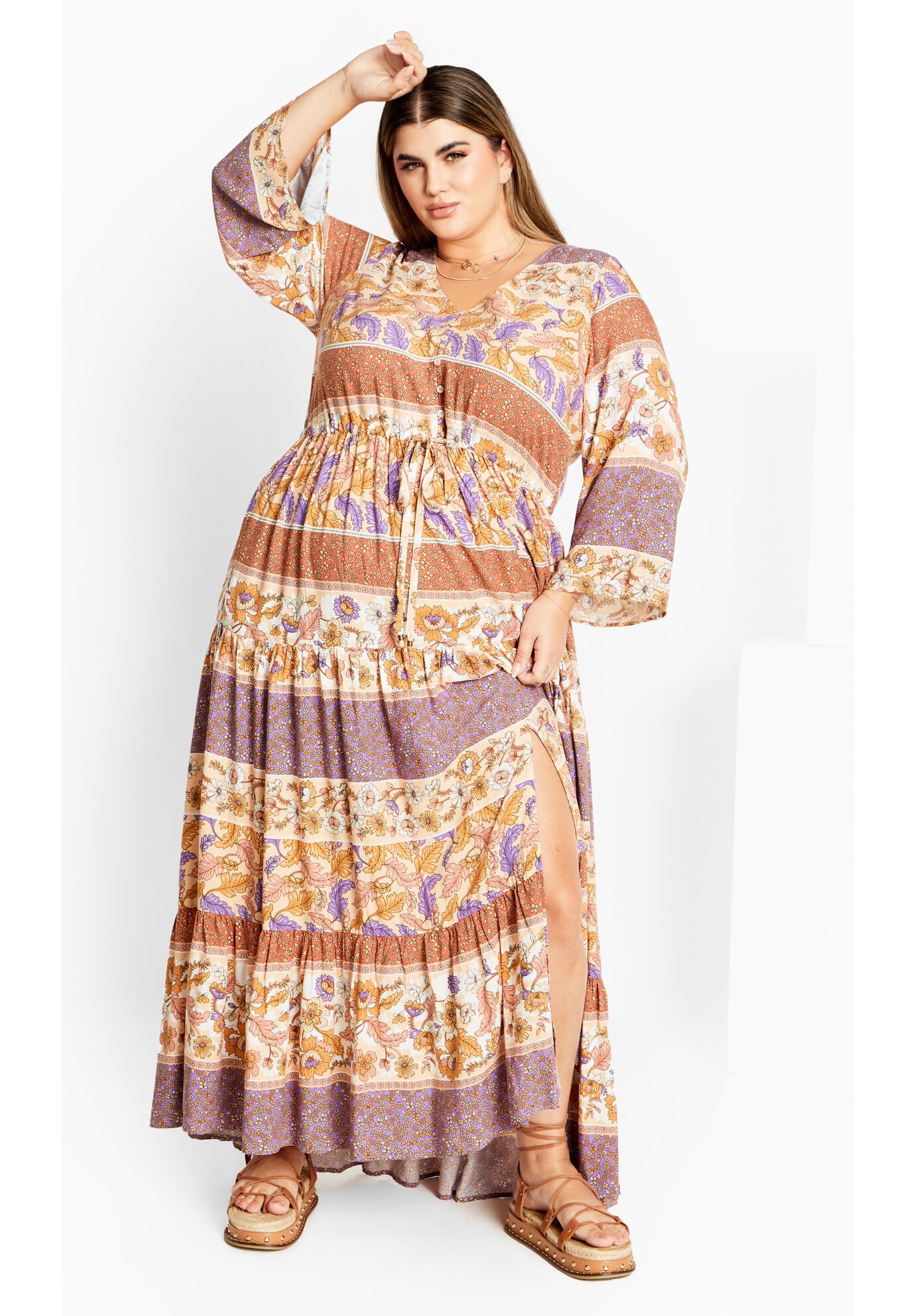 Endless Sun Border Maxi Dress - tan | Avenue