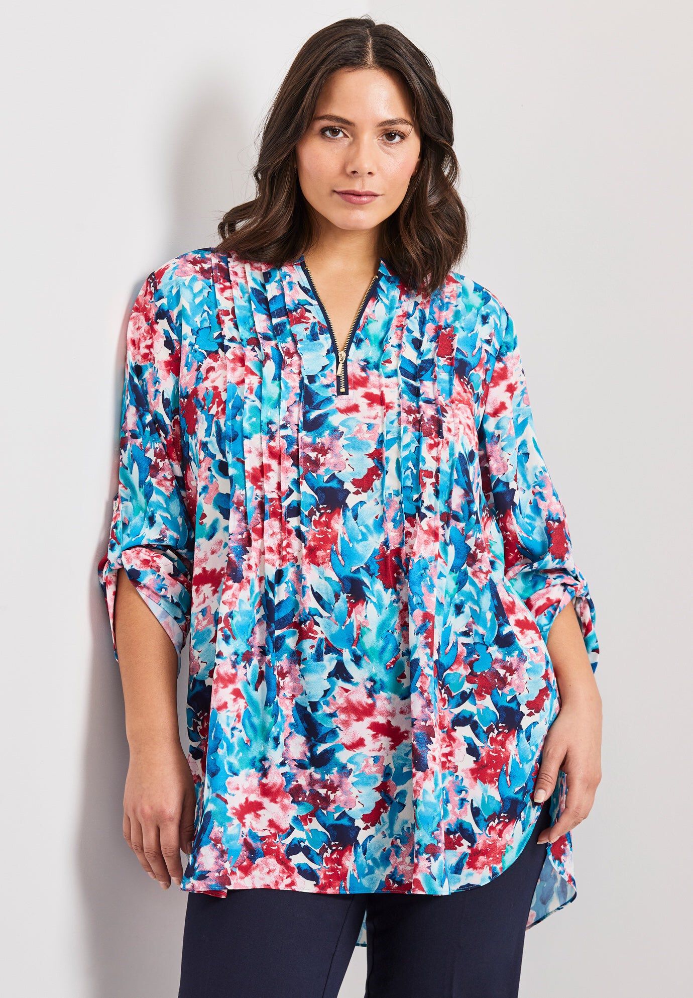 Roll Tab Zip Front Tunic | Avenue