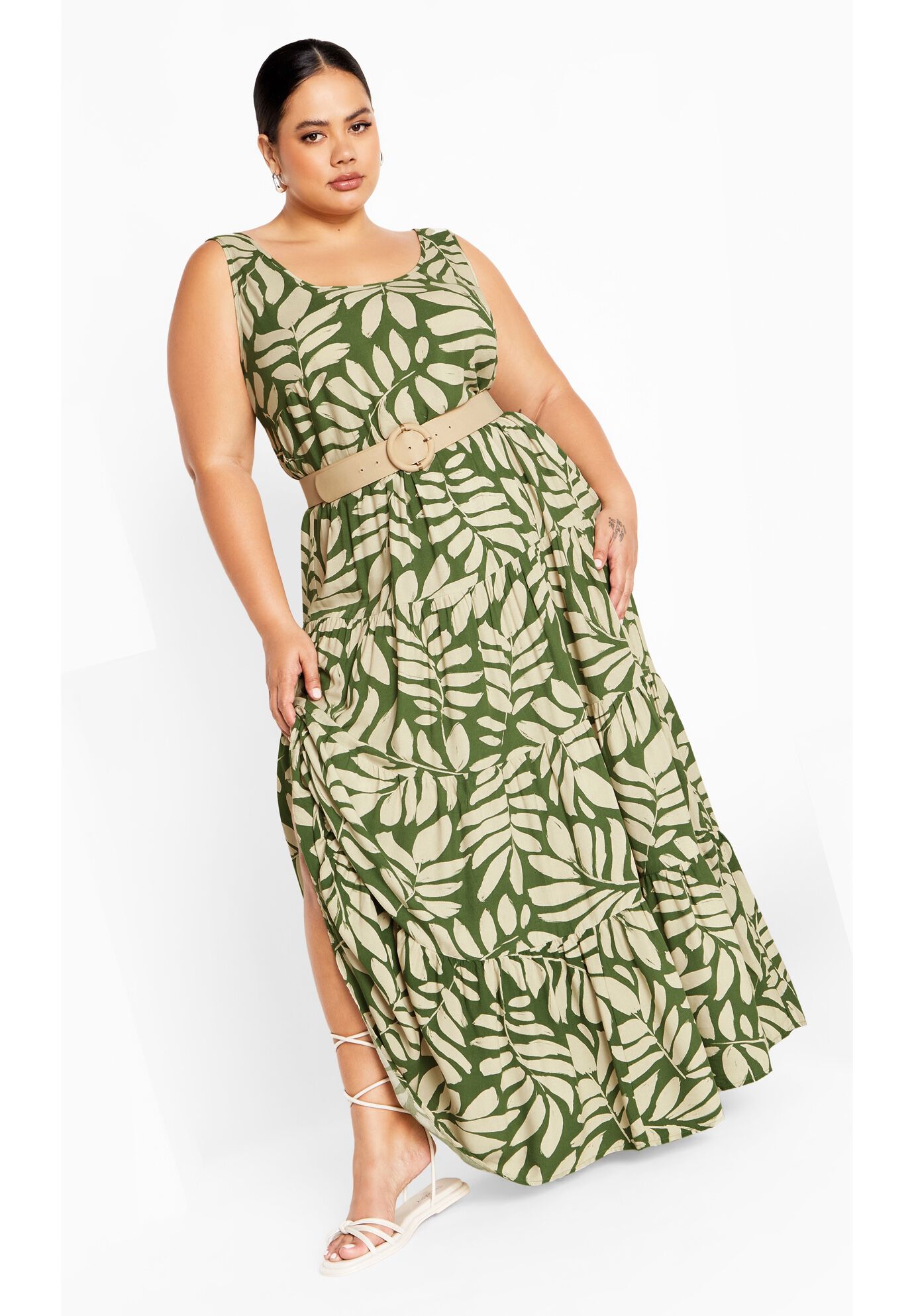 Sasha Print Maxi Dress - green | Avenue