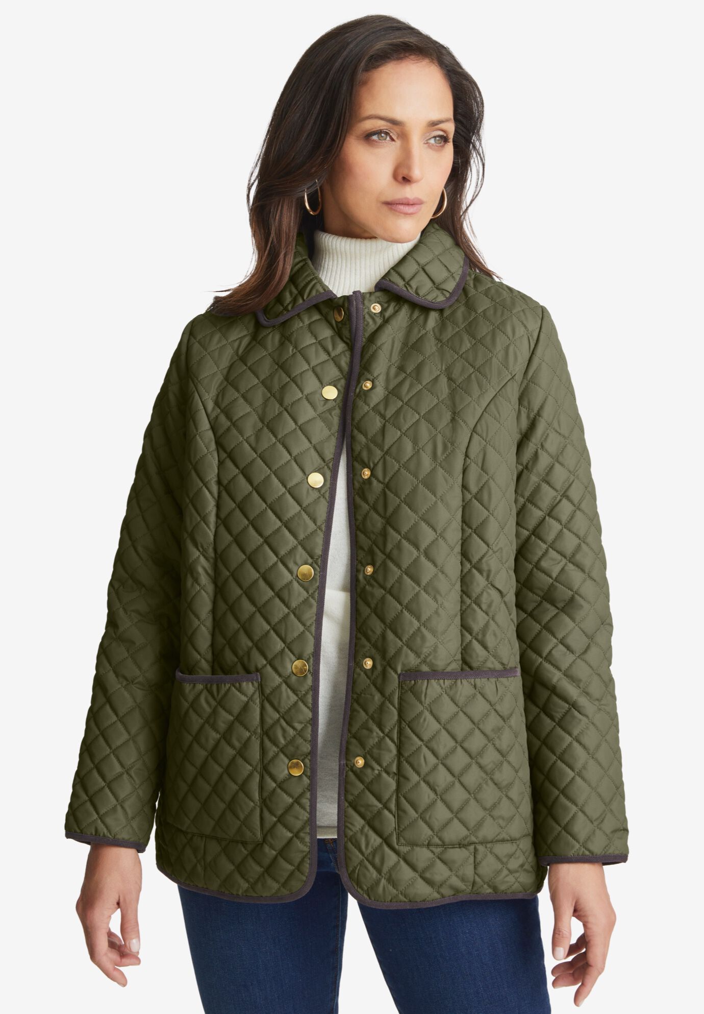 Snap-Front Quilted Coat | Avenue