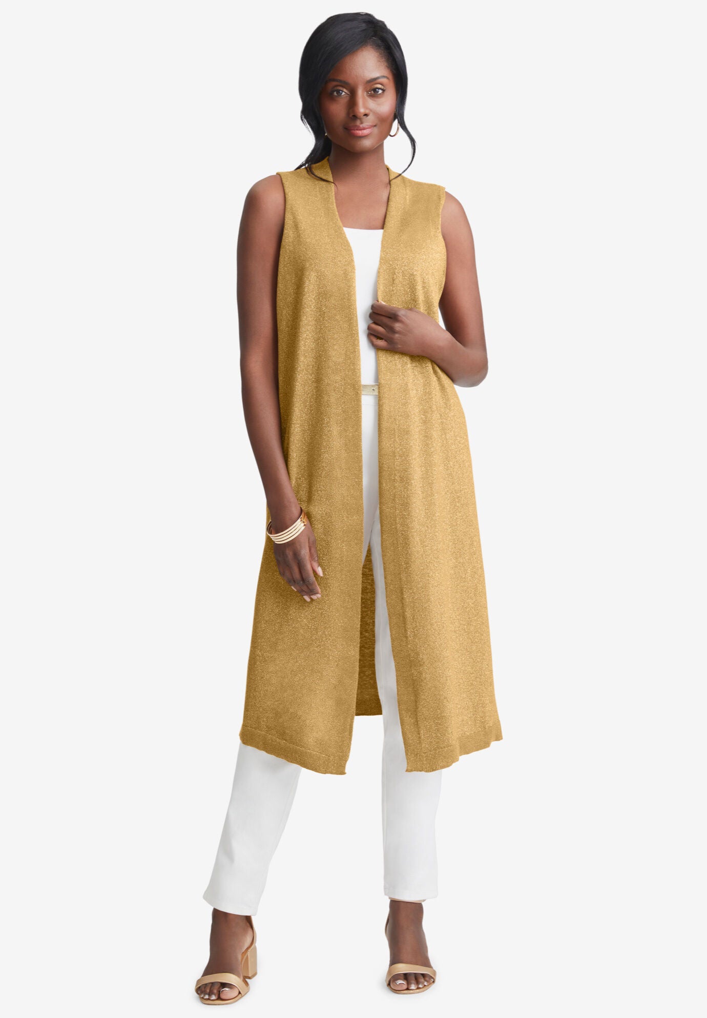 Sleeveless Metallic Duster | Avenue