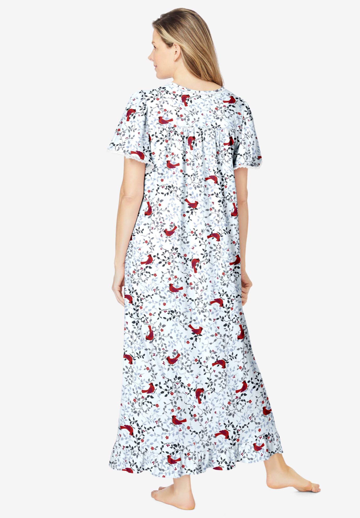 Long Floral Print Cotton Gown | Avenue