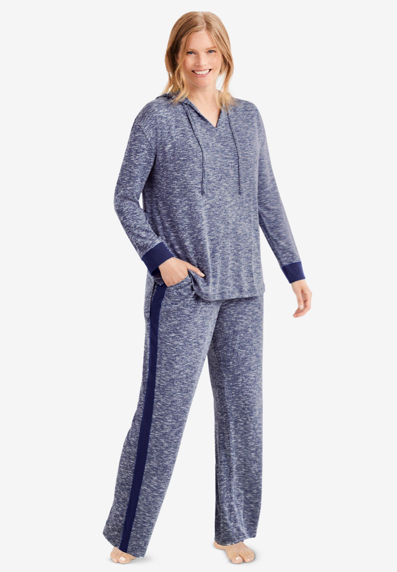 Hooded Marled Jersey Top | Avenue