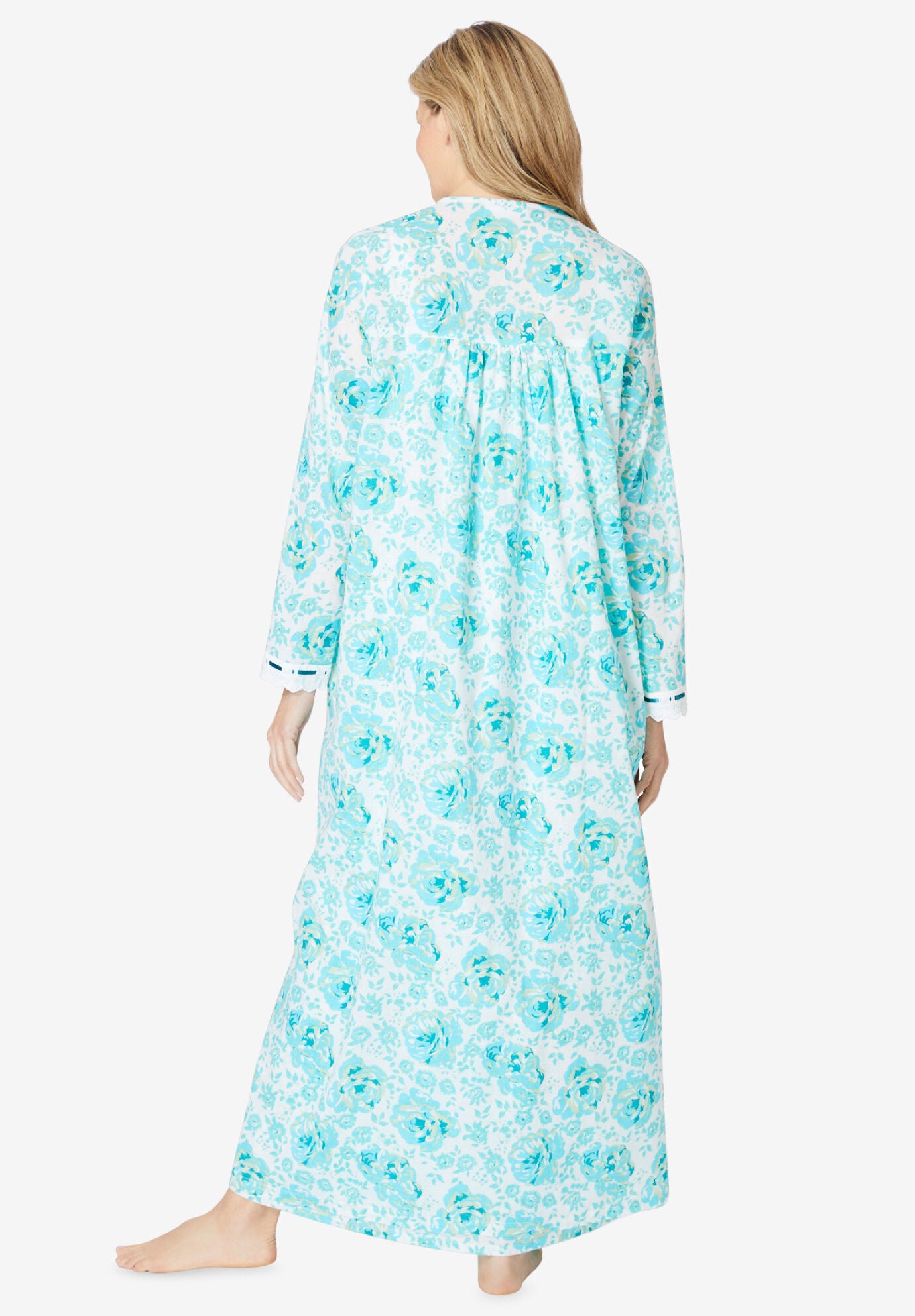Long 2-Piece Cabbage-Rose Peignoir Set | Avenue