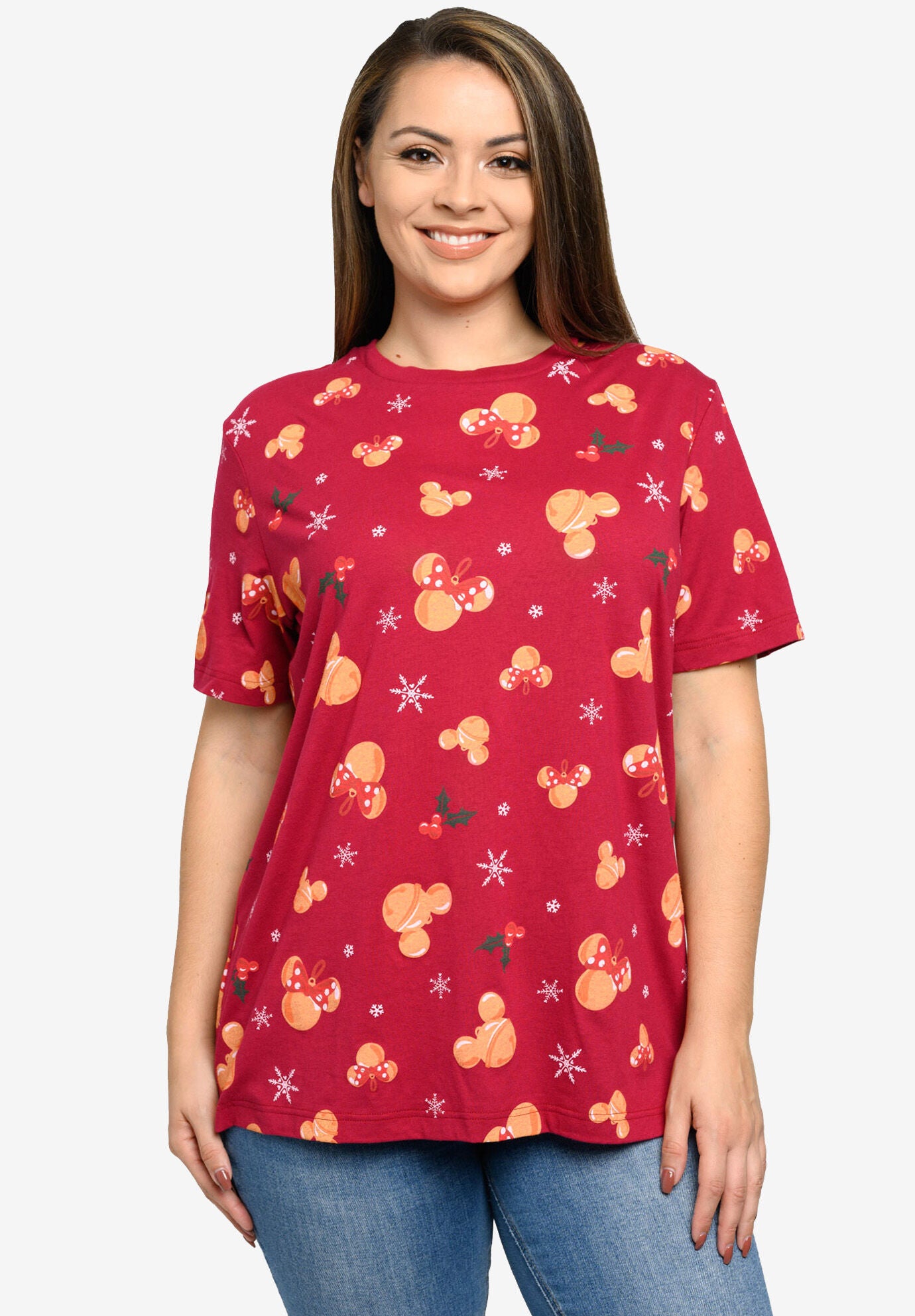 Disney Mickey Minnie Mouse T-Shirt All-Over Print Christmas | Avenue