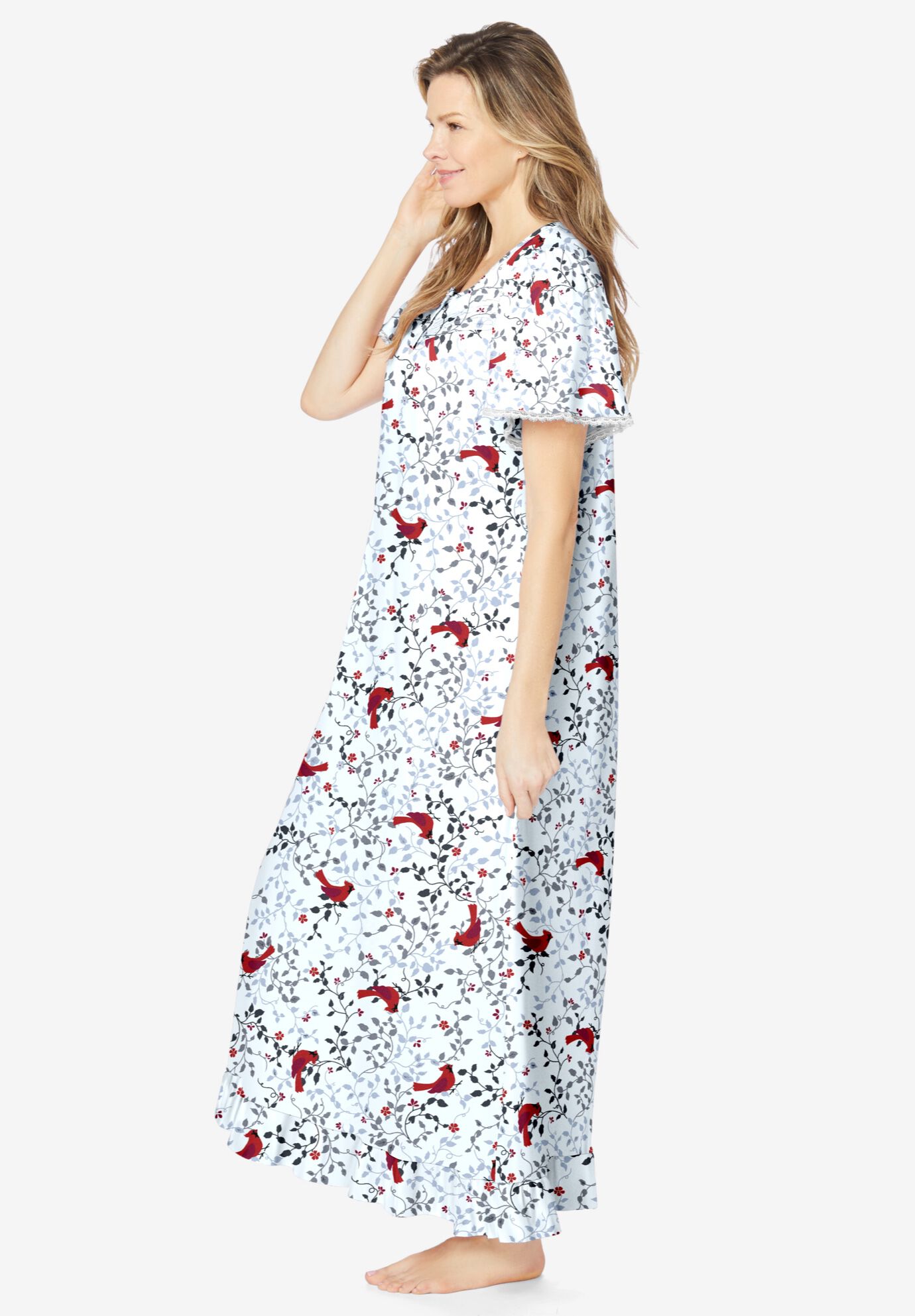 Long Floral Print Cotton Gown | Avenue