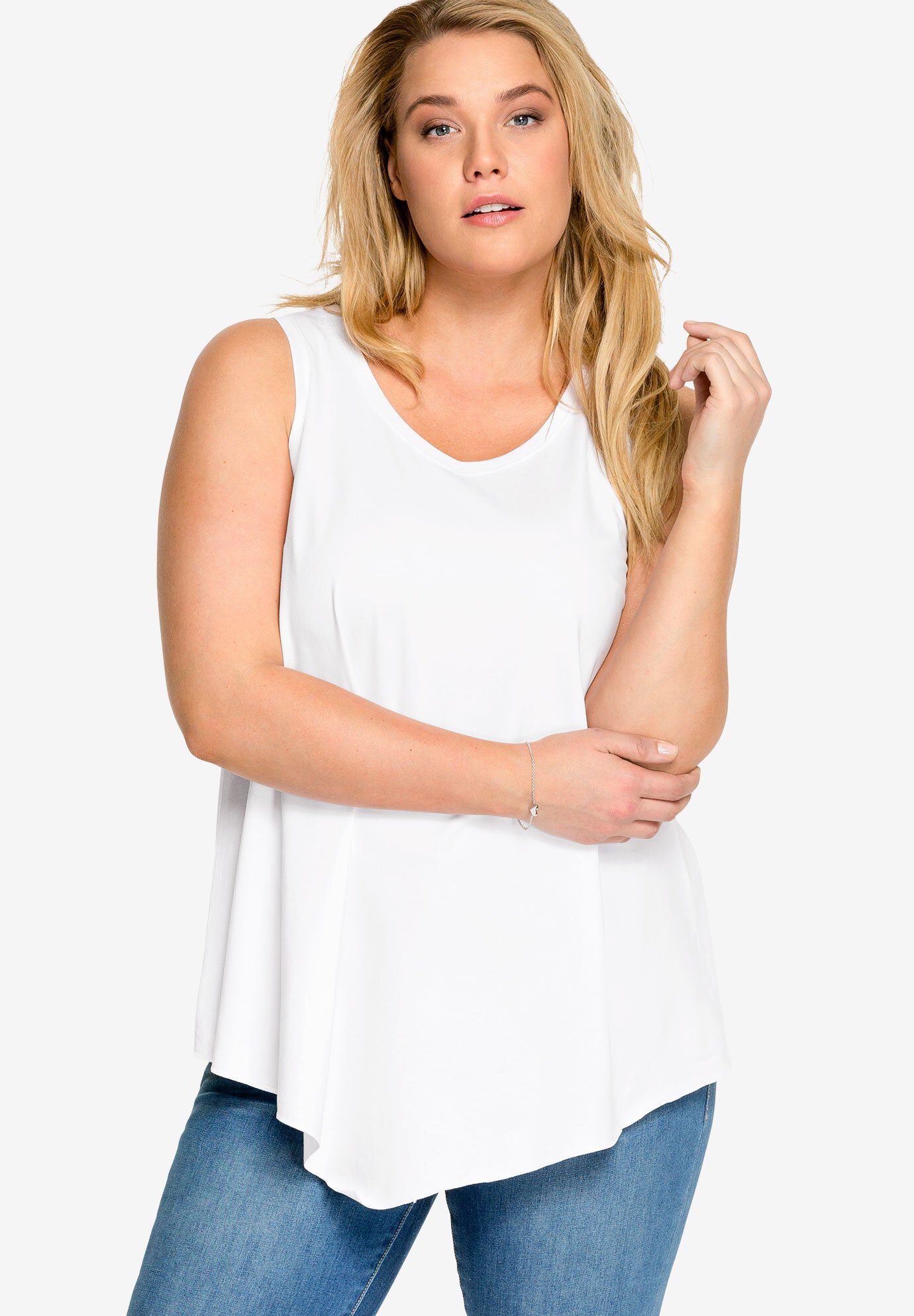 V-Neck Pointed Front Tank | Avenue