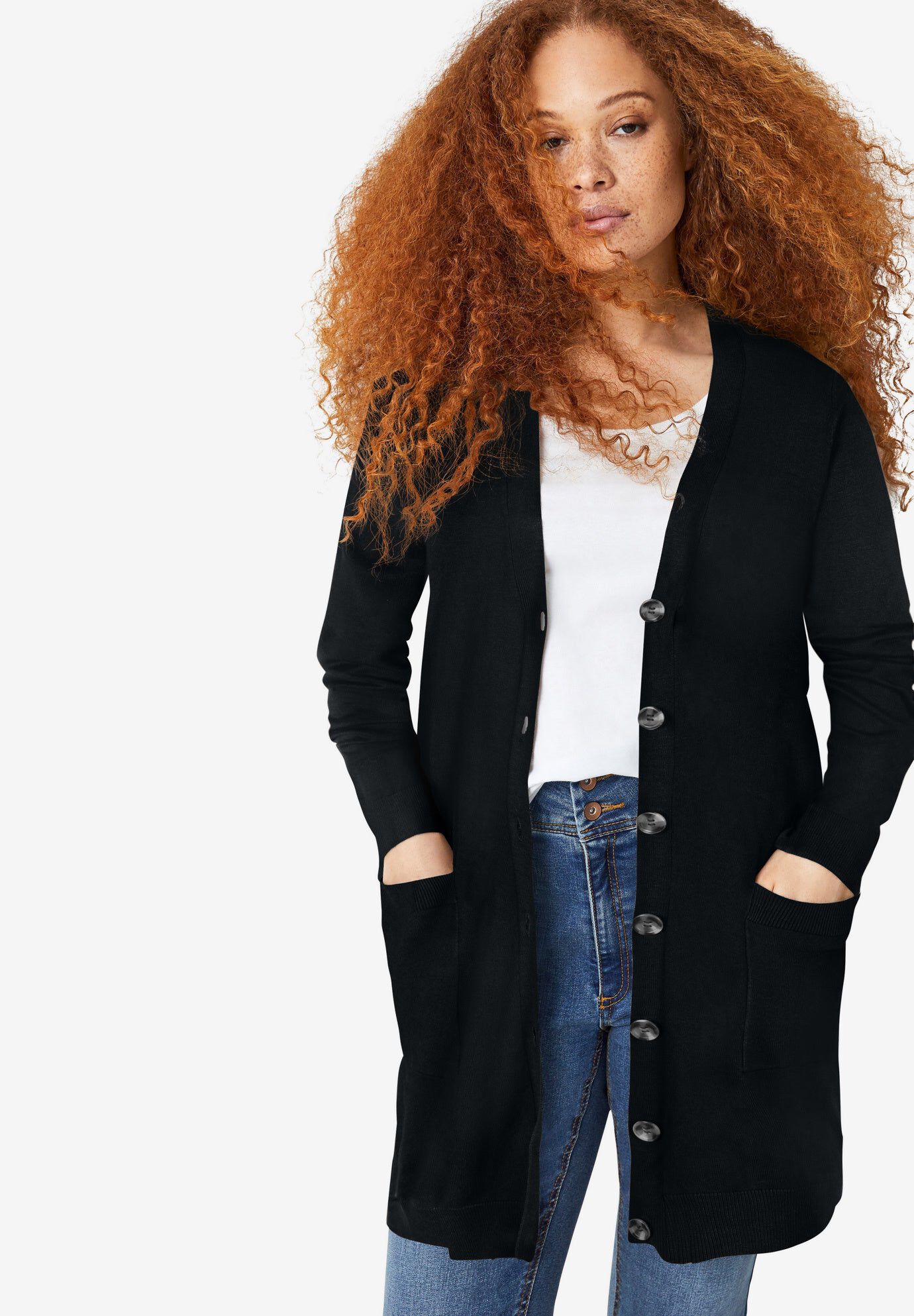 Long Button Front Cardigan | Avenue