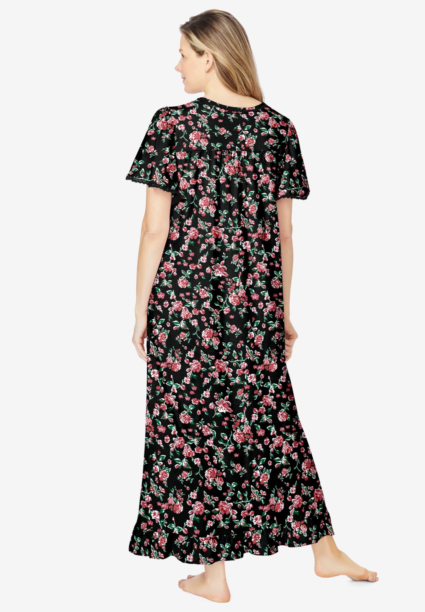 Long Floral Print Cotton Gown | Avenue