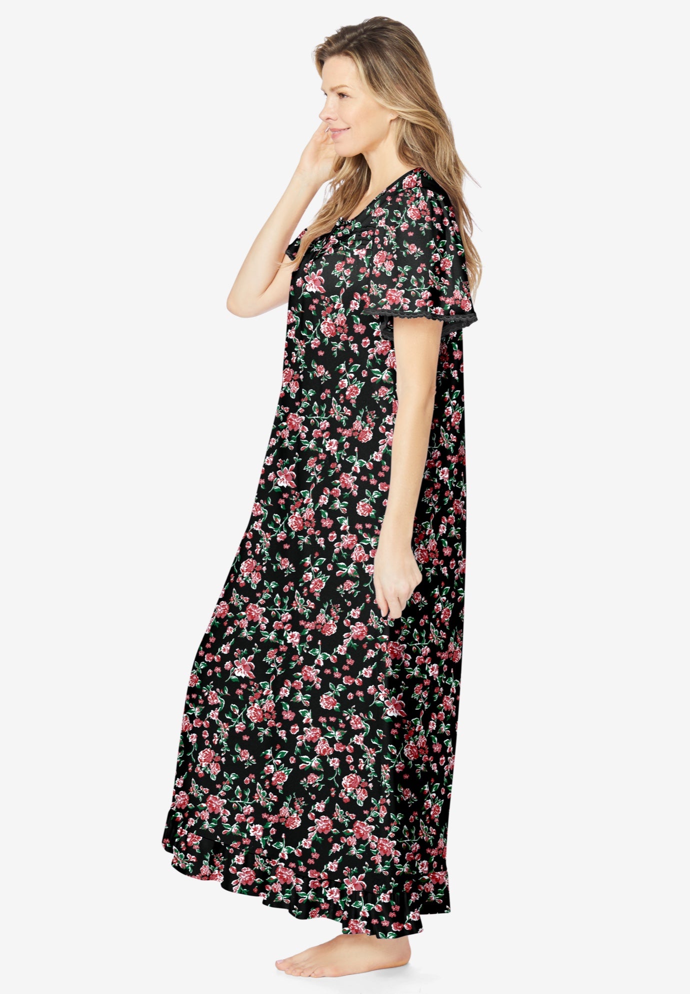 Long Floral Print Cotton Gown | Avenue